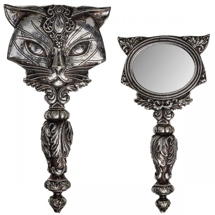 Silver 'Sacred Cat' Hand Mirror • The Vault by Alchemy • The Dark Store™