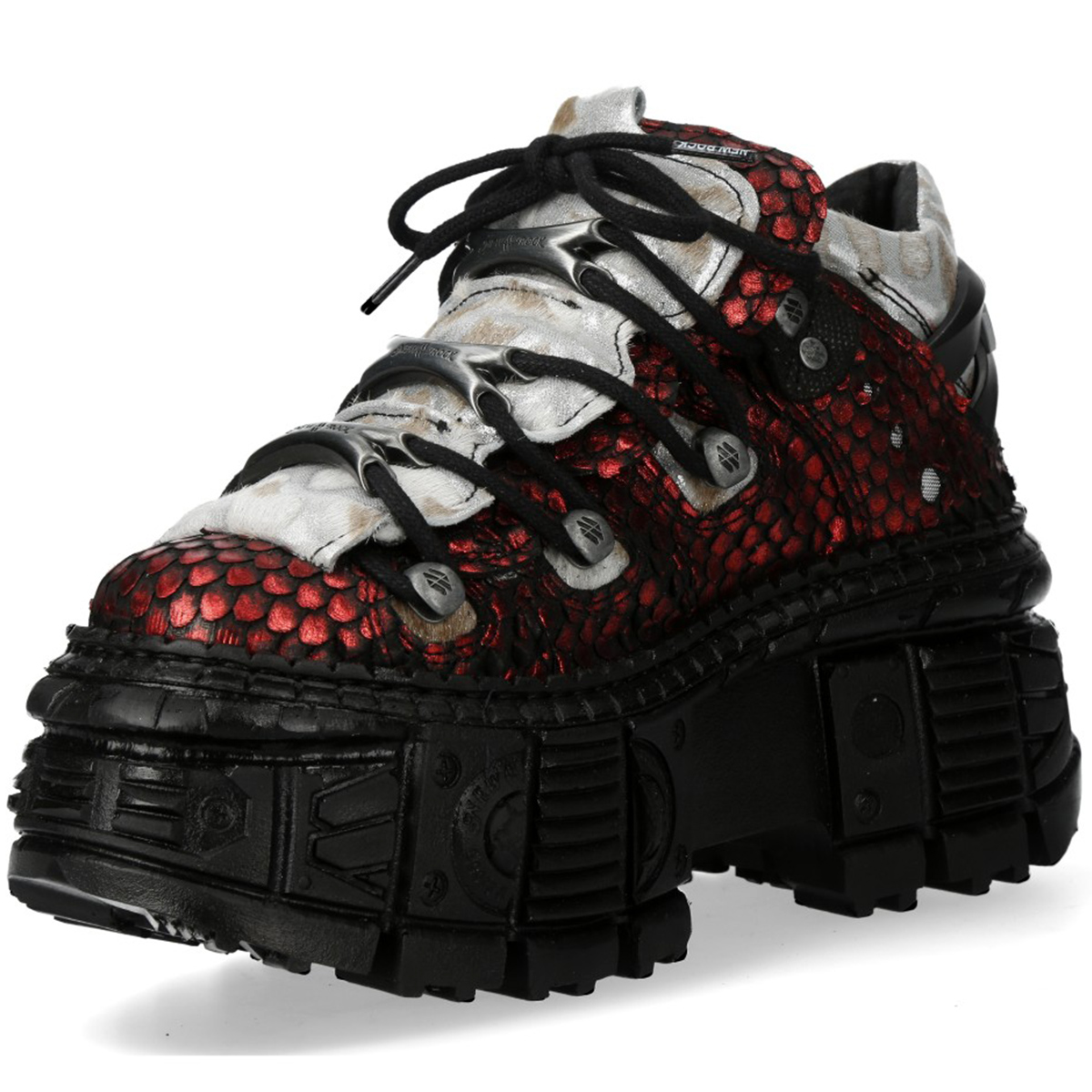 Chaussures Plateformes New Rock Tank en Cuir Bordeaux • The Dark Store™