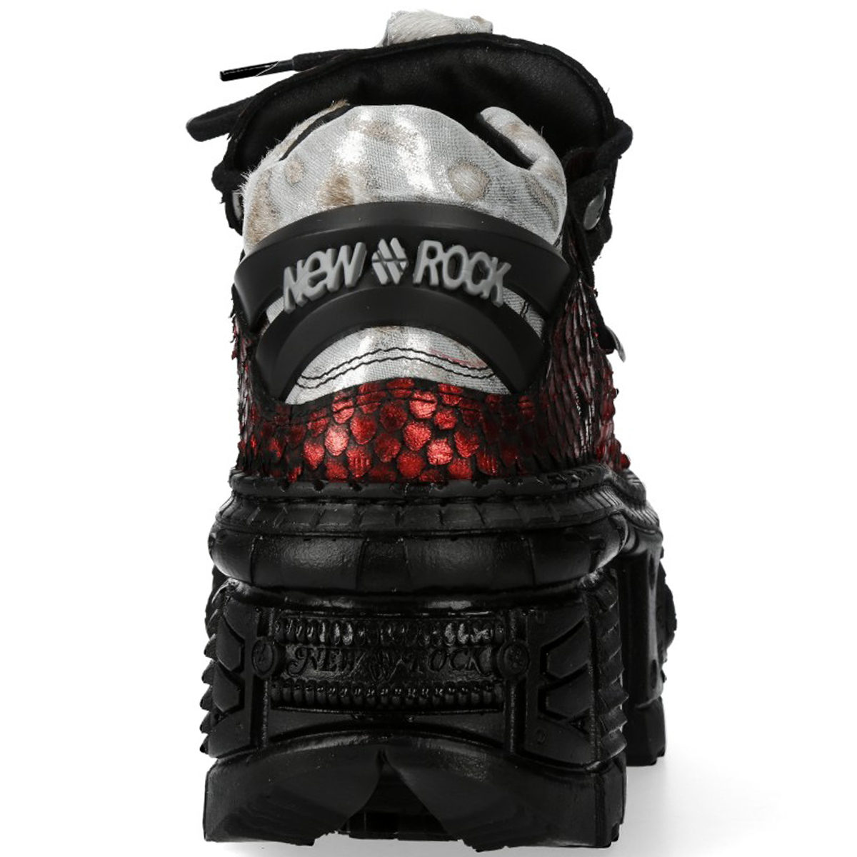 Chaussures Plateformes New Rock Tank en Cuir Bordeaux • The Dark Store™