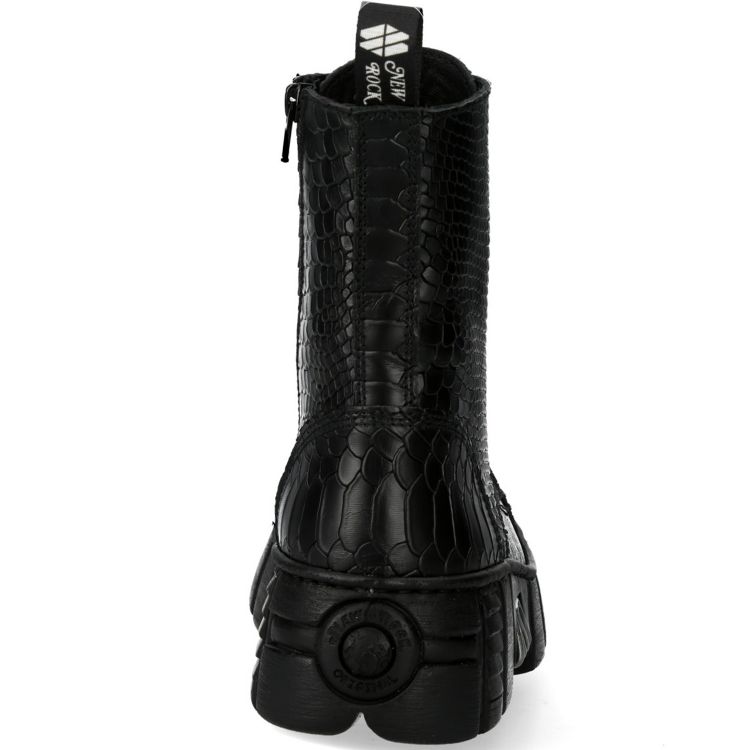Black Python New Rock Metallic Ankle Boots • The Dark Store™