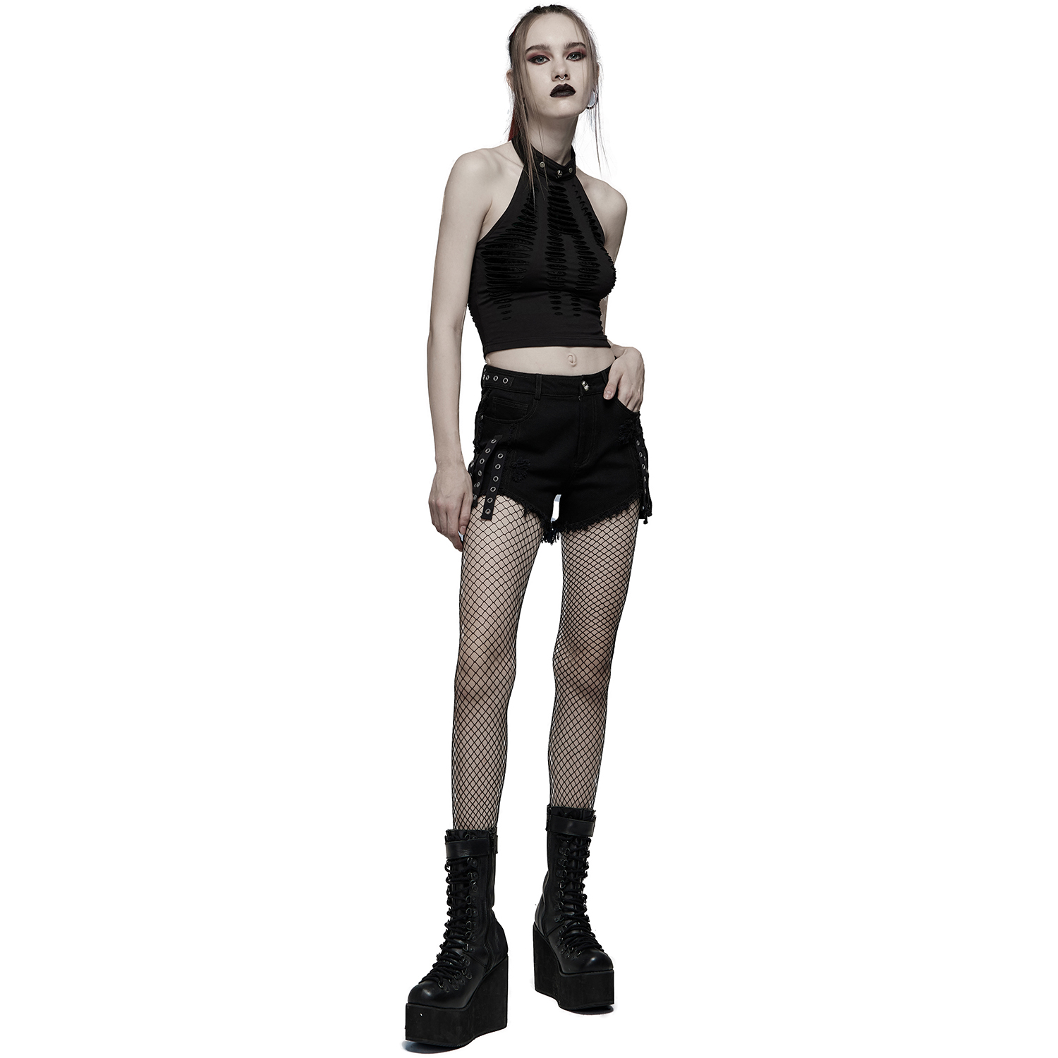 Black 'Ragged' Gothic Shorts by Punk Rave • The Dark Store™