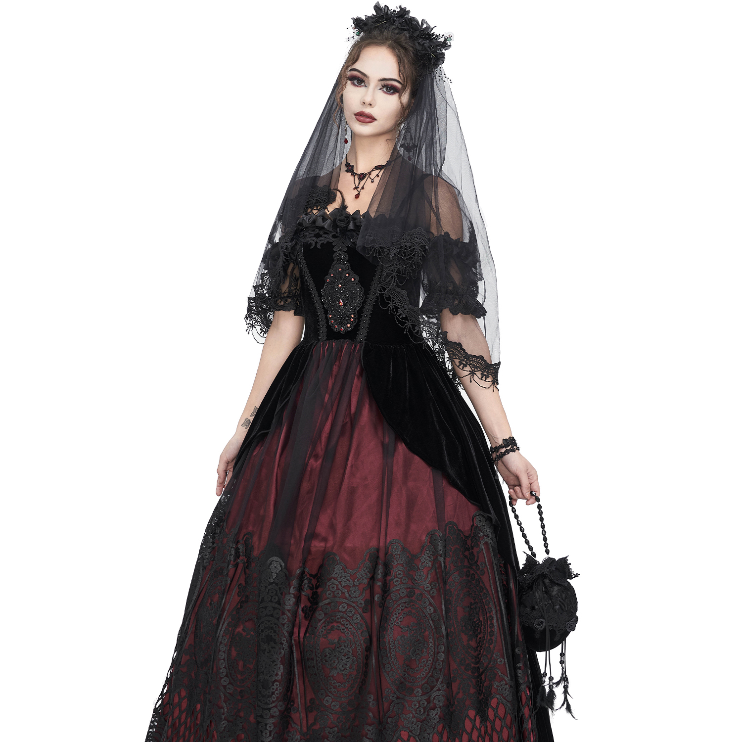 Black 'Liuva' Gothic Wedding Veil by Eva Lady • The Dark Store™