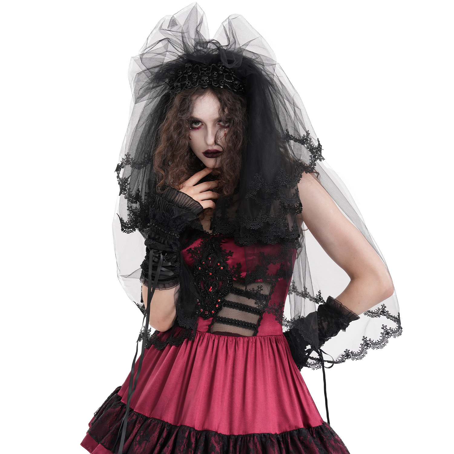 Black 'Glamour' Veil and Skull Crown by Devil Fashion • The Dark Store™