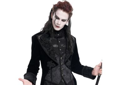 Veste Queue de Pie en Velours Noir by Devil Fashion • The Dark Store™